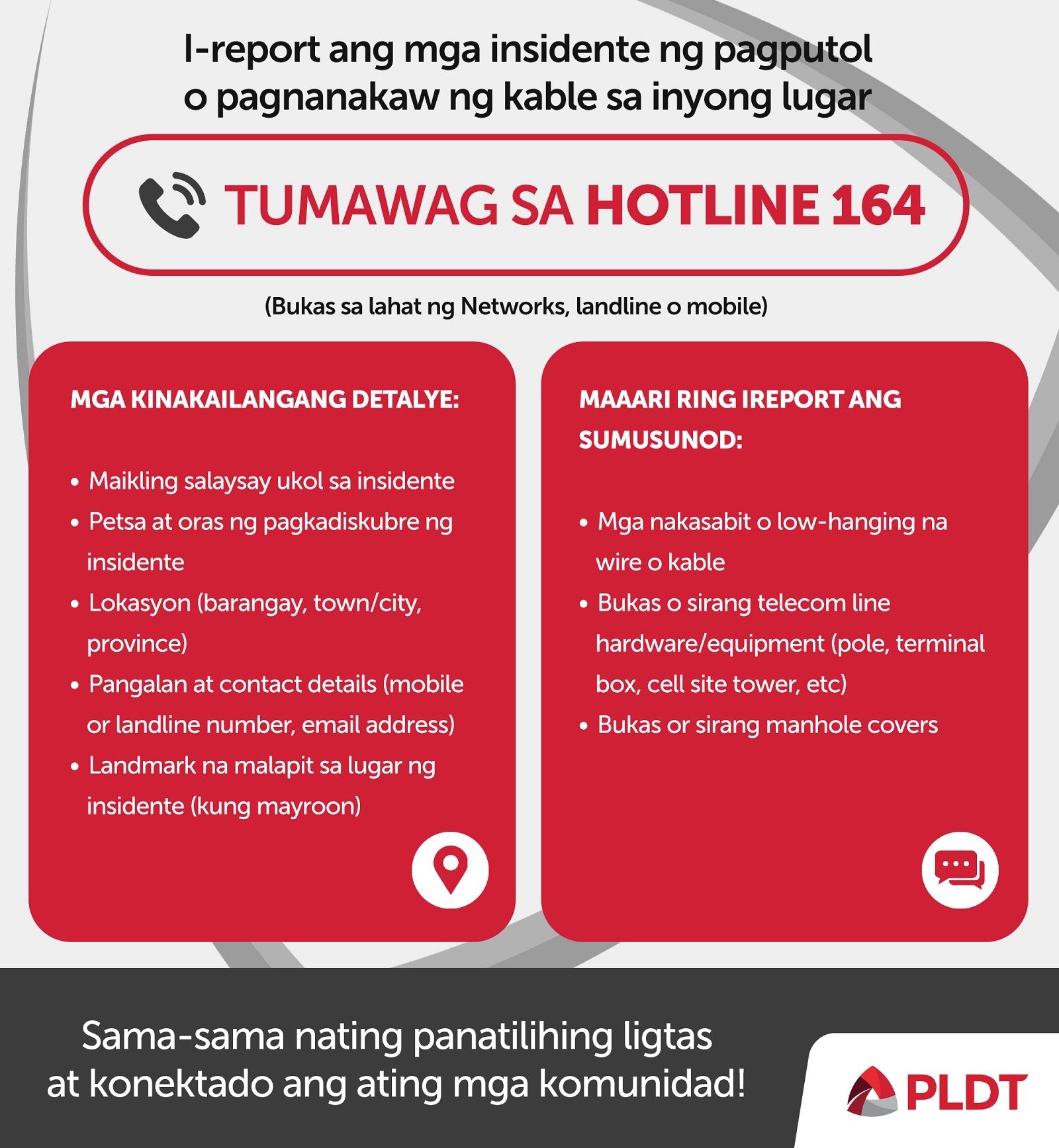 PLDT activates Hotline 164 for reporting cable theft - Pampanga News Now